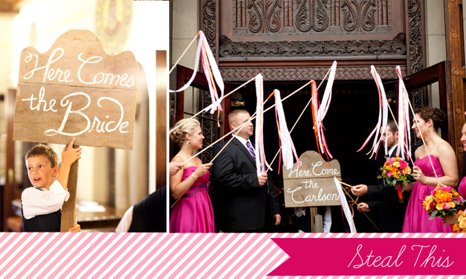 Steal Worthy Idea | Here Comes the Bride Signs | Glamour & Grace