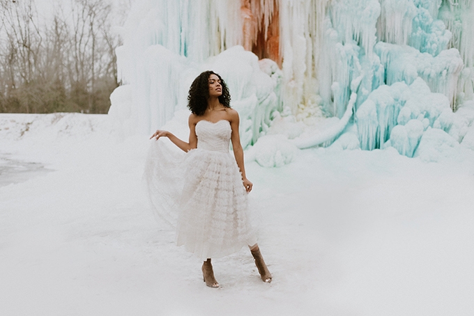 Snowy Winter Bridal Portraits | Glamour & Grace